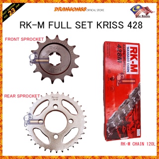RKM KRISS 110 / 2 /120 /KRISS 1 / MR1 / MR2 / MR3 428 SPOCKET SPROCKET SET F/R +CHAIN 120L 14-35 ...