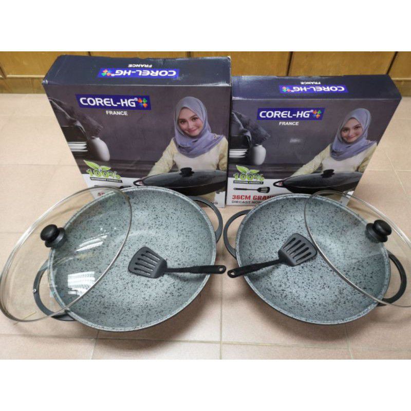 Kuali Batu Granite France Corelhg 32cm 36cm 40cm | Shopee Malaysia
