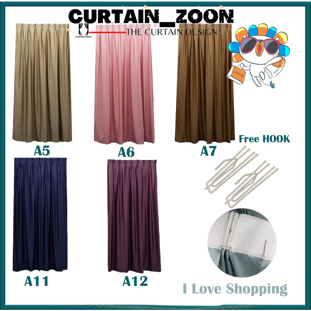 HOOK Type Modern Langsir Curtain Semi Blackout Langsir Pintu Door ...