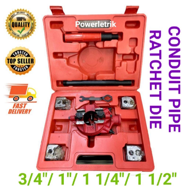 *READY STOCK*ELECTRICAL GI CONDUIT PIPE MANUAL RATCHET DIES SET PIPE THREADER [ 3/4" * 1" * 1 1/ ...
