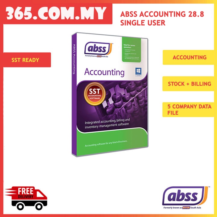 ABSS (MYOB) Accounting Version 28.8 Single User Software ~ FREE SHIPPING + FREE BITDEFENDER ...