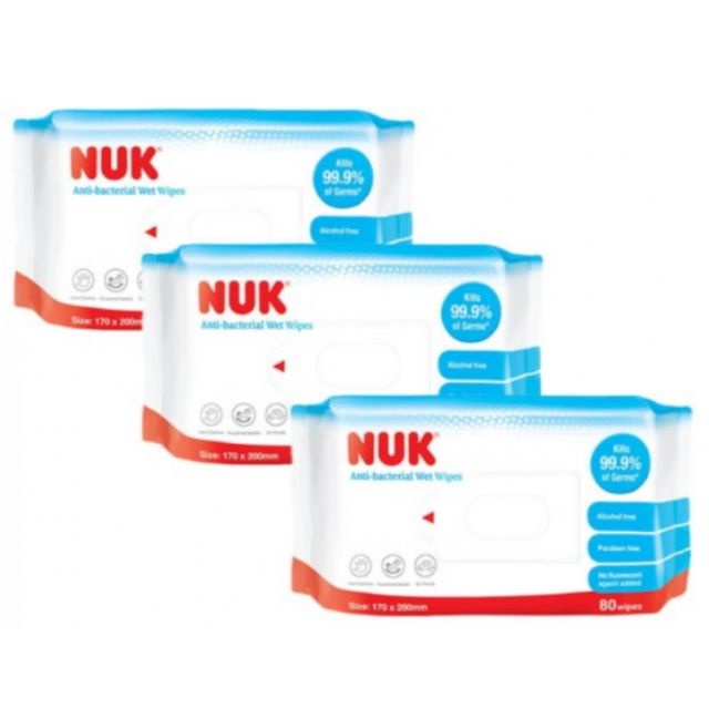 NUK ANTI BACTERIAL WET WIPES 3 PACKS OF 80PCS | Shopee Malaysia