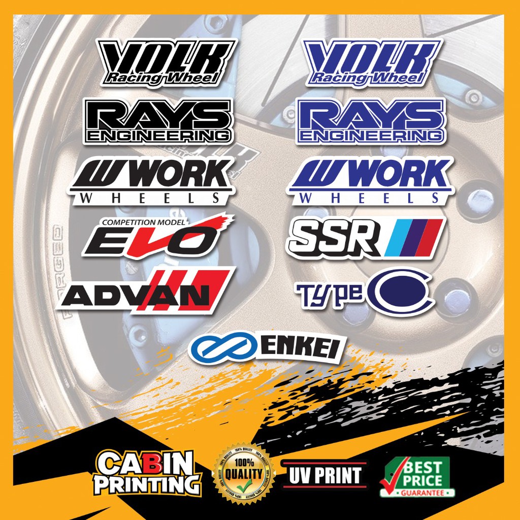 [RIM STICKER] RAYS ENGINEERING, VOLK RACING WHEEL, SSR, EVO, WORK WHEEL ...