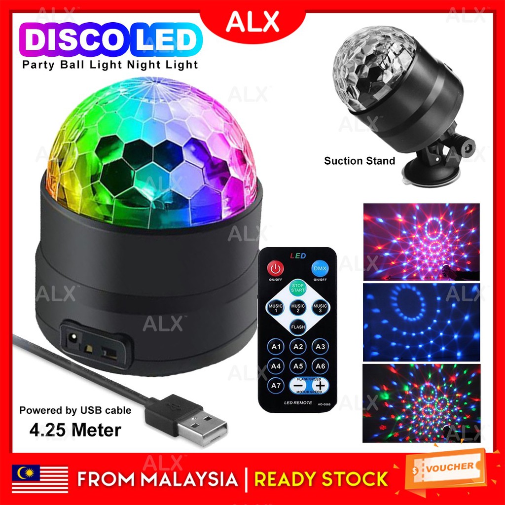 ALX RGB LED Projector Rotating Disco Light + Remote Control USB In-Car ...