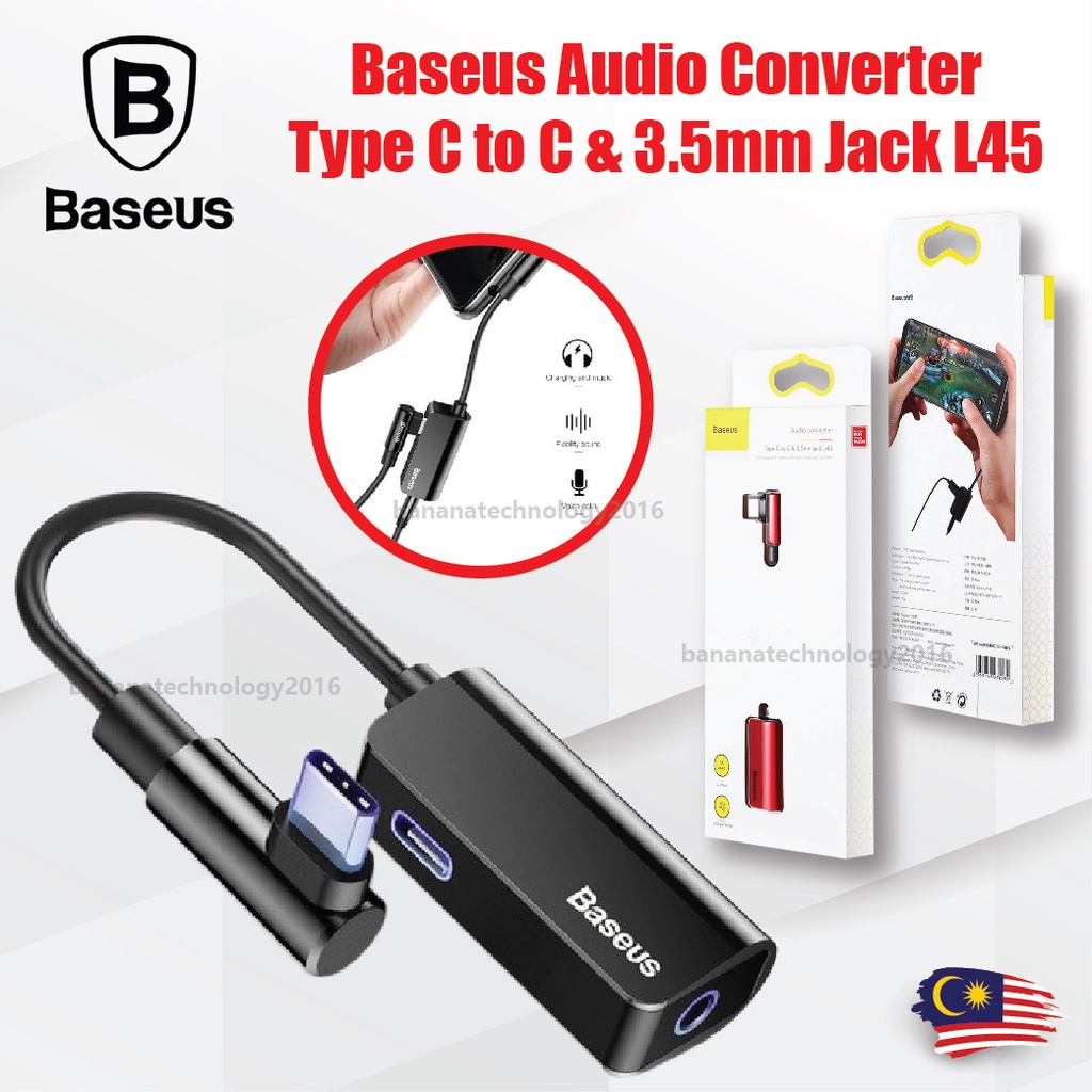 [READY STOCK] Baseus Audio Converter. Type C to C & 3.5mm Jack L45 ...