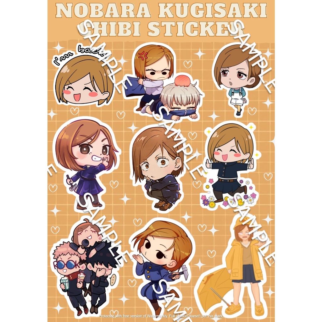 Sticker SET JUJUTSU KAISEN CHIBI VERSION GOJO SAKUNA MEGUMI NOBARA ...