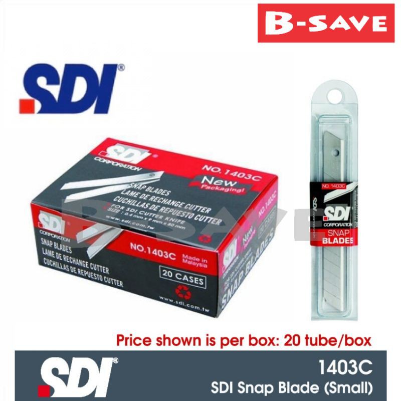 SDI Snap blades / Refill for Small Cutter Knife 1403C / Mata Pisau (1box x 20packs) | Shopee ...