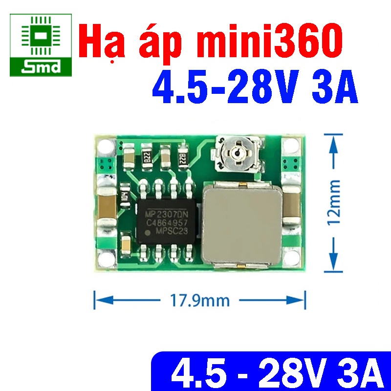 Mini 360 3A Low Voltage Circuit Voltage 4,5 - 28V DC-DC Buck module ...