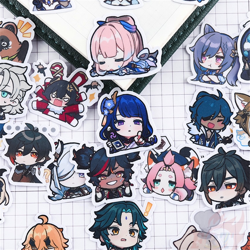 60Pcs/Set Q Genshin Impact Q-1 Mini Diary Manual Stickers DIY Fashion ...