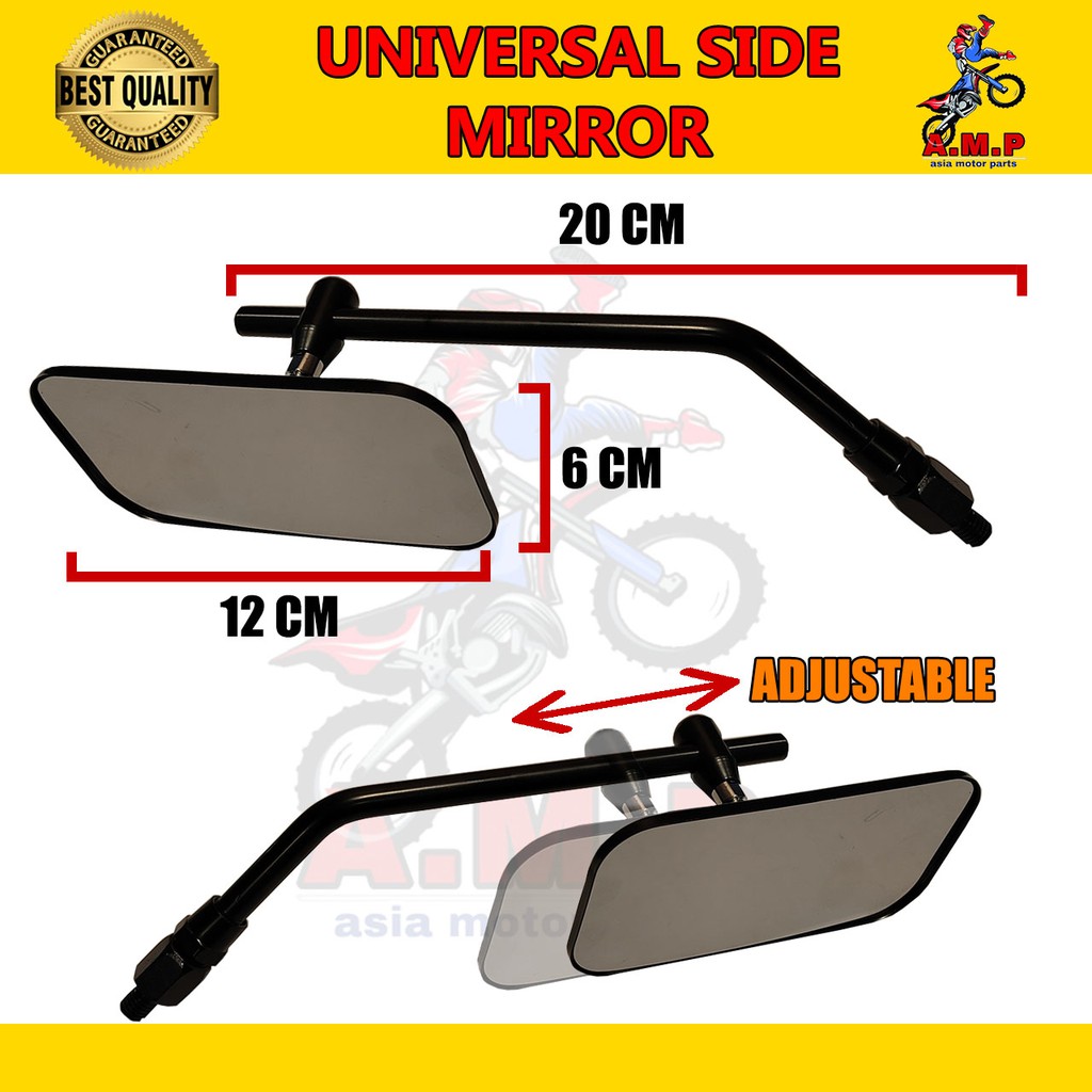 UNIVERSAL SIDE MIRROR CLASSIC SQUARE SIDE MIRROR BLACK MOTORCYCLE ...