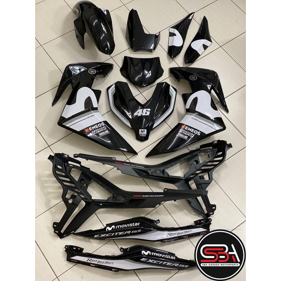 Y16 COVERSET Y16ZR EXCITER MOVISTAR HITAM BLACK M PUTIH 46 ORIGINAL ...