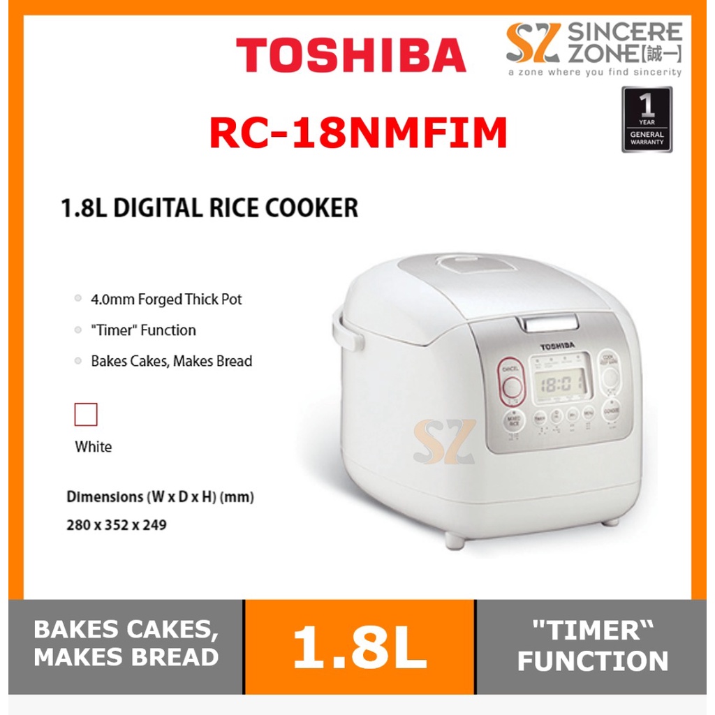 TOSHIBA RC-18NMFIM 1.8L DIGITAL RICE COOKER (RC18NMFIM) | Shopee Malaysia
