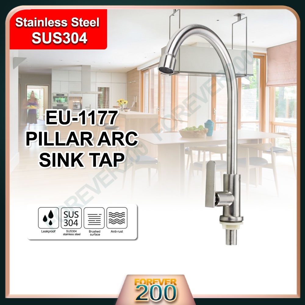 Kitchen Faucet Pillar Mounted Water Pillar Arc Sink Tap SUS304 ...