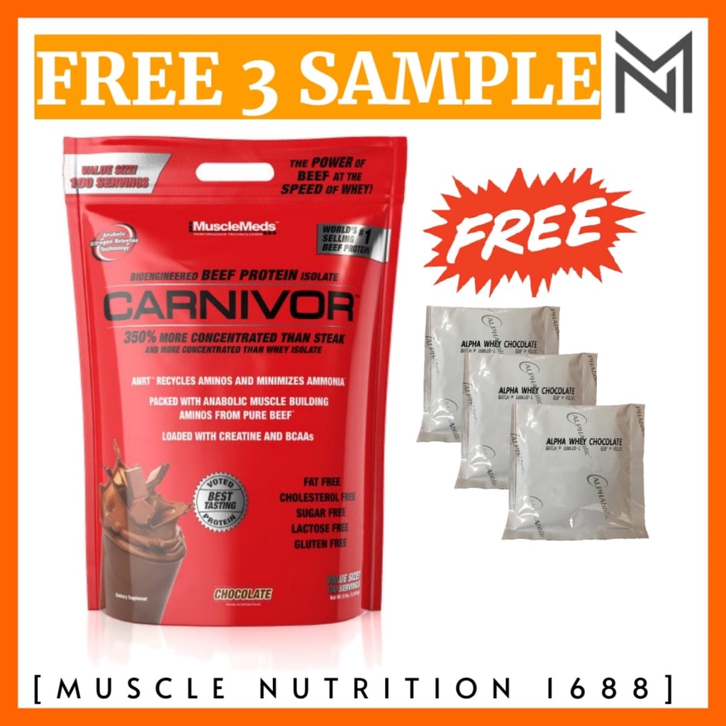 Musclemeds Carnivor 8lbs (Free 3 Sample) - Beef Protein, Isolate Whey ...