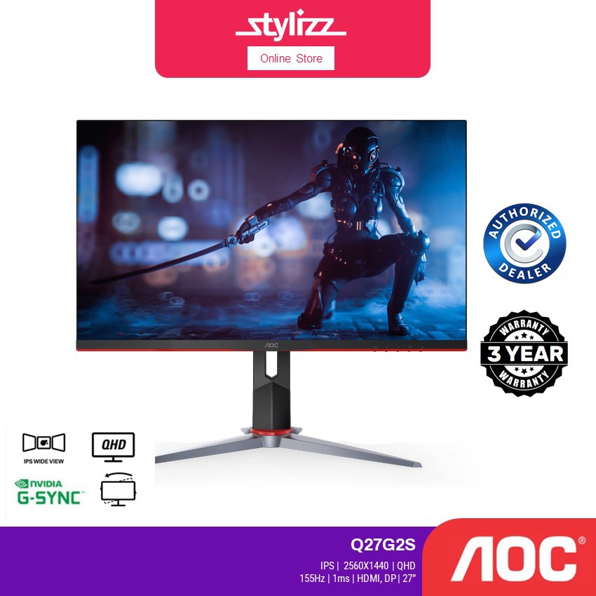 AOC Q27G2S 27" IPS QHD 155Hz 1Ms Adaptive Sync Gaming Monitor | Shopee Malaysia