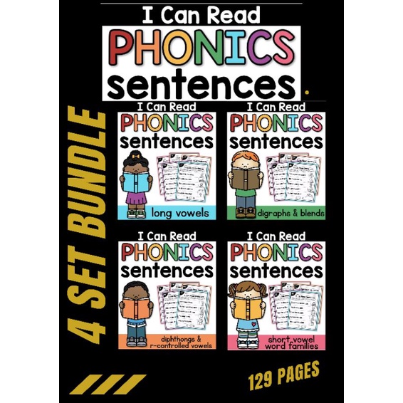 I Can Read Phonics Sentences 4 Set Bundle Preschool Kindergarten 🌻[020 ...