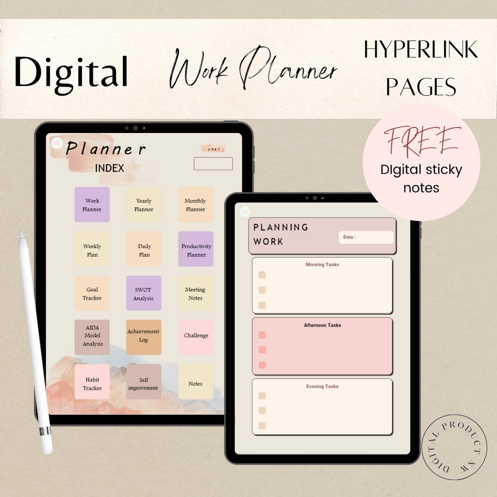 Digital Work Planner Hyperlink pages/Student Routine planner/Printable ...