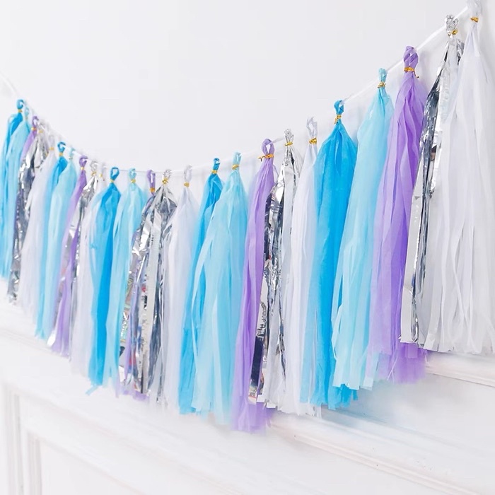 5pcs Tassel Tissue Paper Garland Pom Pom Tinsel Banner Backdrop Party ...