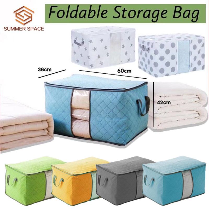 🥼 🦺 👔 👕 👖Foldable Storage Bag for Clothes Quilt Duvet Pillows Blanket ...