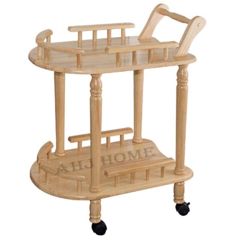 2 Tier Wooden Trolley With Wheel / Troli Kayu Beroda 2 tingkat / Multi ...