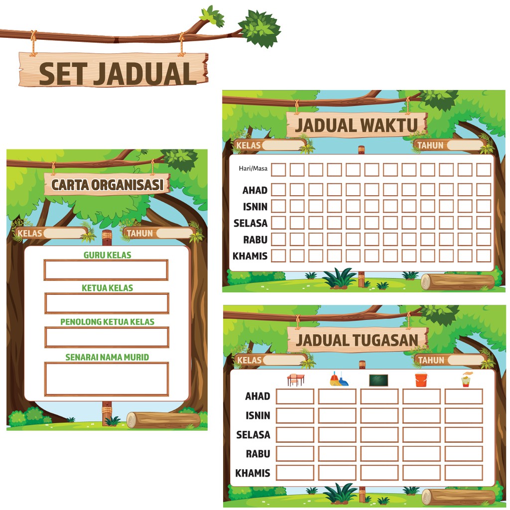 Set Jadual Waktu Kelas - Jadual Waktu Keceriaan - Banner sekolah - set ...