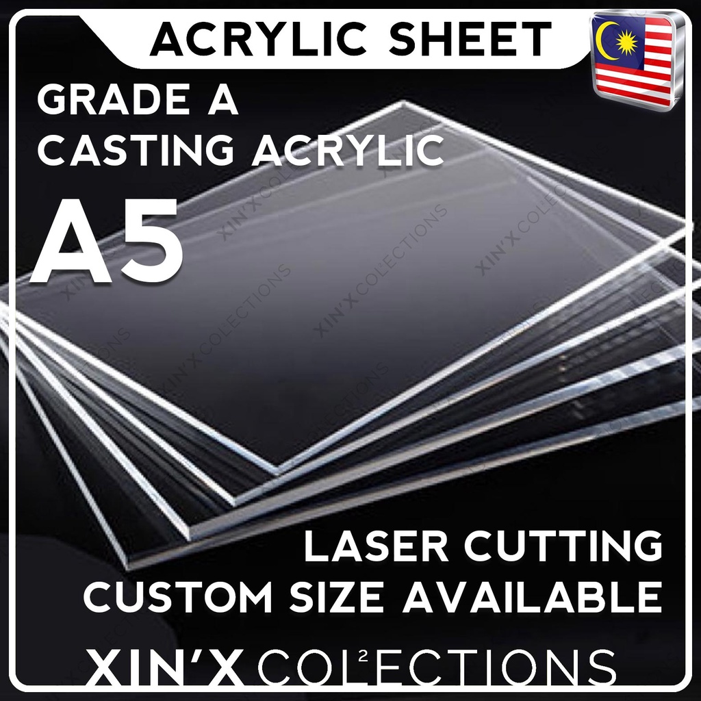 🇲🇾 A5 Acrylic Perspex Plexiglass SHEET Clear Color 2mm 3mm 5mm laser ...