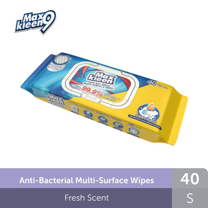 Maxkleen Anti-Bacterial Multi-Surface Wipes (40s) | Shopee Malaysia