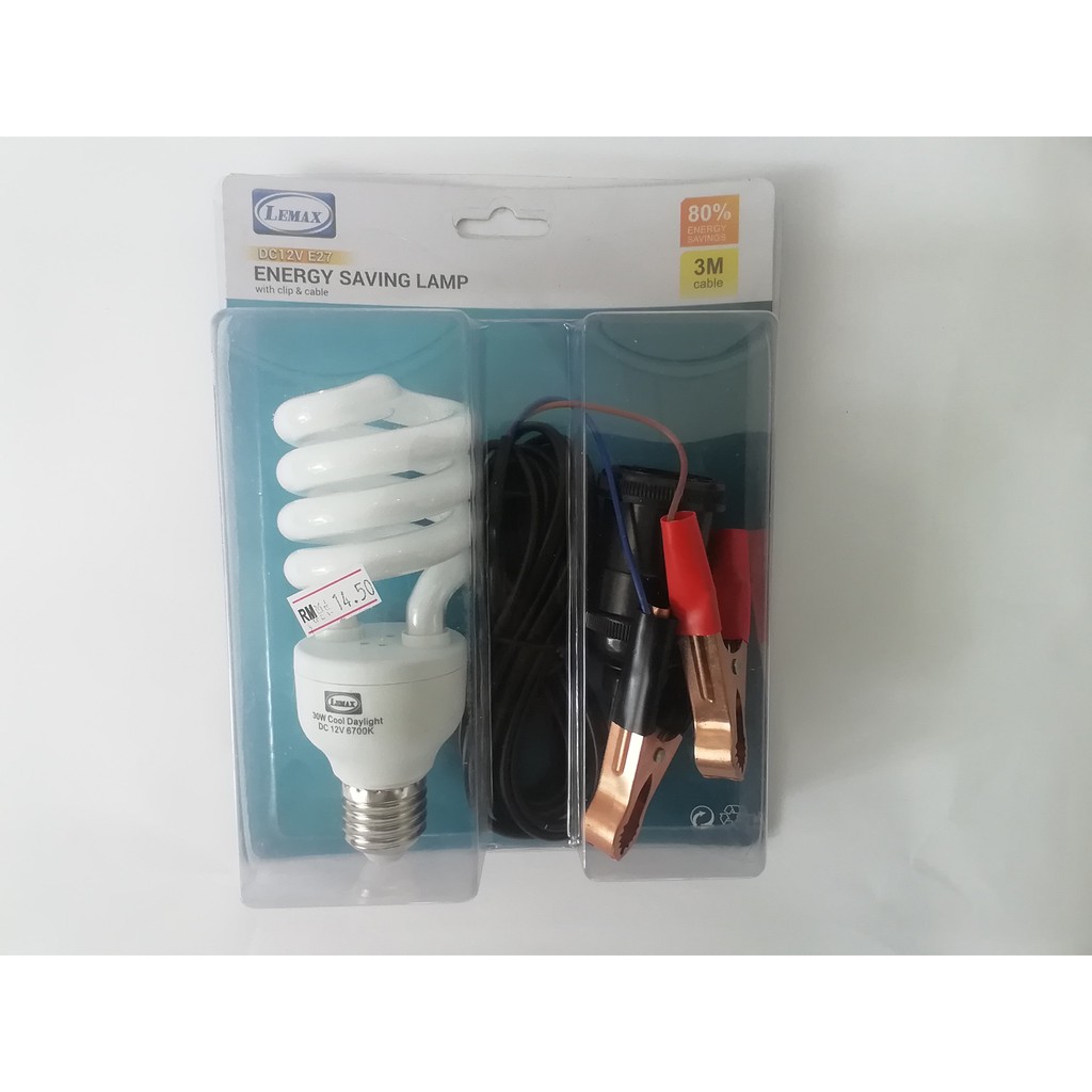 Energy Saving Light Bulb Lamp 30W Cool Daylight 6700K 12V with 3M cable ...
