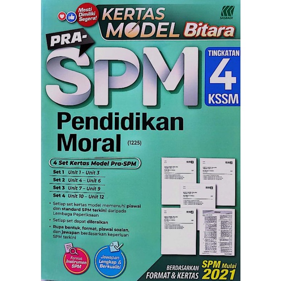 KERTAS MODEL PRA-SPM TINGKATAN 4 BERDASARKAN FORMAT & KERTAS SPM TERKINI - SASBADI | Shopee Malaysia