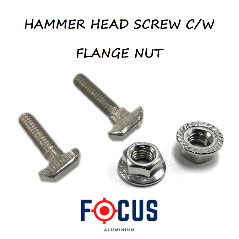 HAMMER HEAD SCREW PROFILE SLOT SCREW C/W FLANGE NUT FOR ALUMINIUM ...