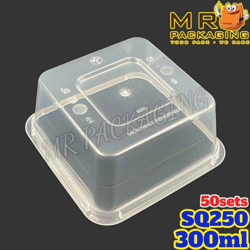 SQ 250 Square Disposable Plastic Food Container [ 50sets± ] SQ250 ...