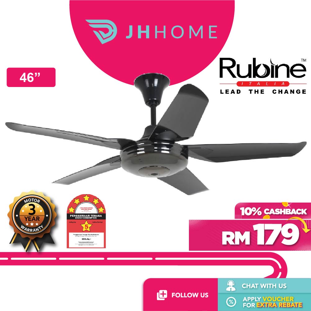Rubine 46" 5 Blades Baby Ceiling Fan RCF-VETTA46-5B-GM | Shopee Malaysia