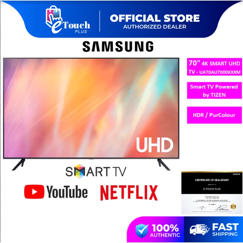 Samsung 70'' l 70 Inch 4K Crystal UHD Smart TV UA70AU7000KXXM ...