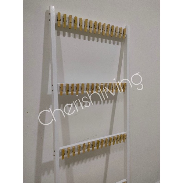 Rak Tudung Ladder 4 tier Kayu / Hijab Organizer Hanger Rack Wood ...