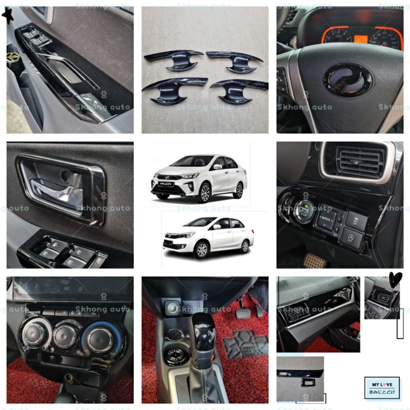 perodua bezza Accessories cover trim gloss black door handle bowl logo ...