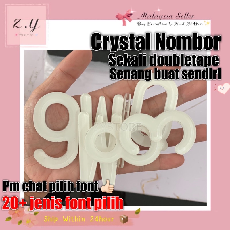 Crystal Number Plate (Only Number & Alphabet ) Siap Double Tape , Easy ...