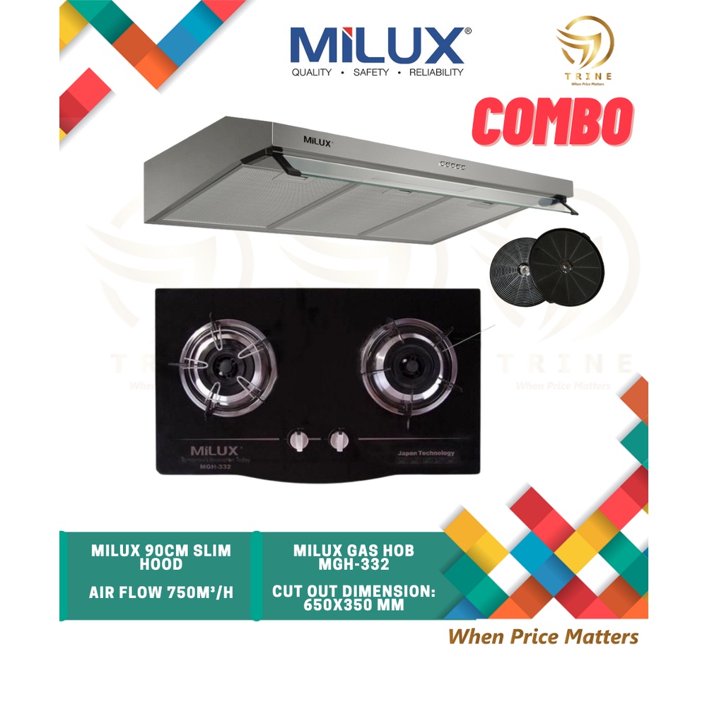 MILUX HOOD & HOB PACKAGE 90CM SLIM HOOD MHS-S430 MGH348/ MGH233 / FABER ...