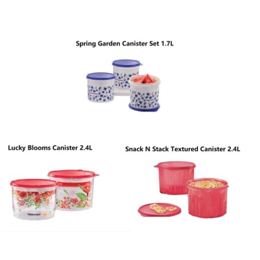 Tupperware Snack N Stack Textured Canister 2.4L OR 1.7L | Shopee Malaysia