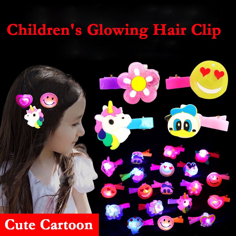 Children's Soft Glue Luminous Hairpin Cute Cartoon Flash Hairpin Toys ...