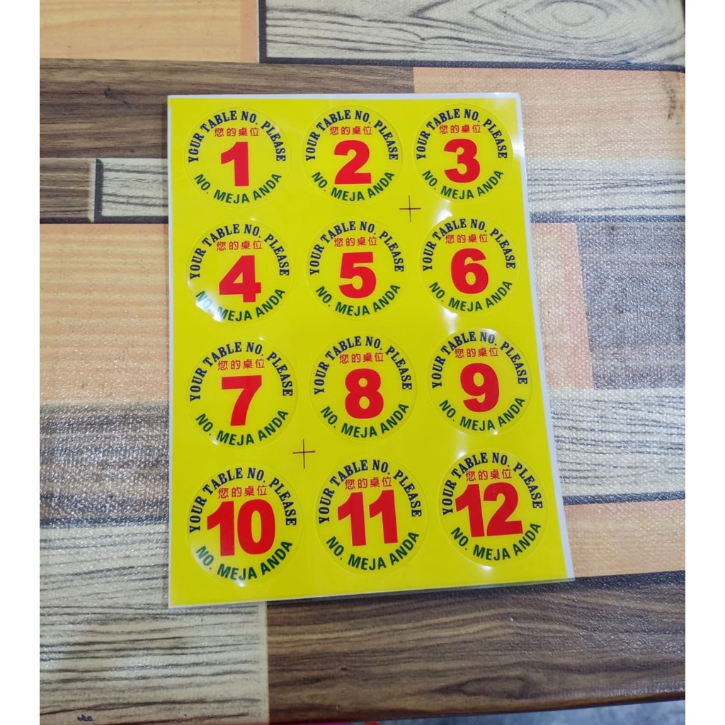 "TABLE NUMBER STICKER WITH MATTE LAMINATED, NUMBER 1 TO 12, 48MM ...