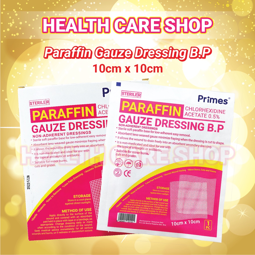 Primes Sterile BP Paraffin Gauze Dressing With 0.5% Chlorhexidine ...