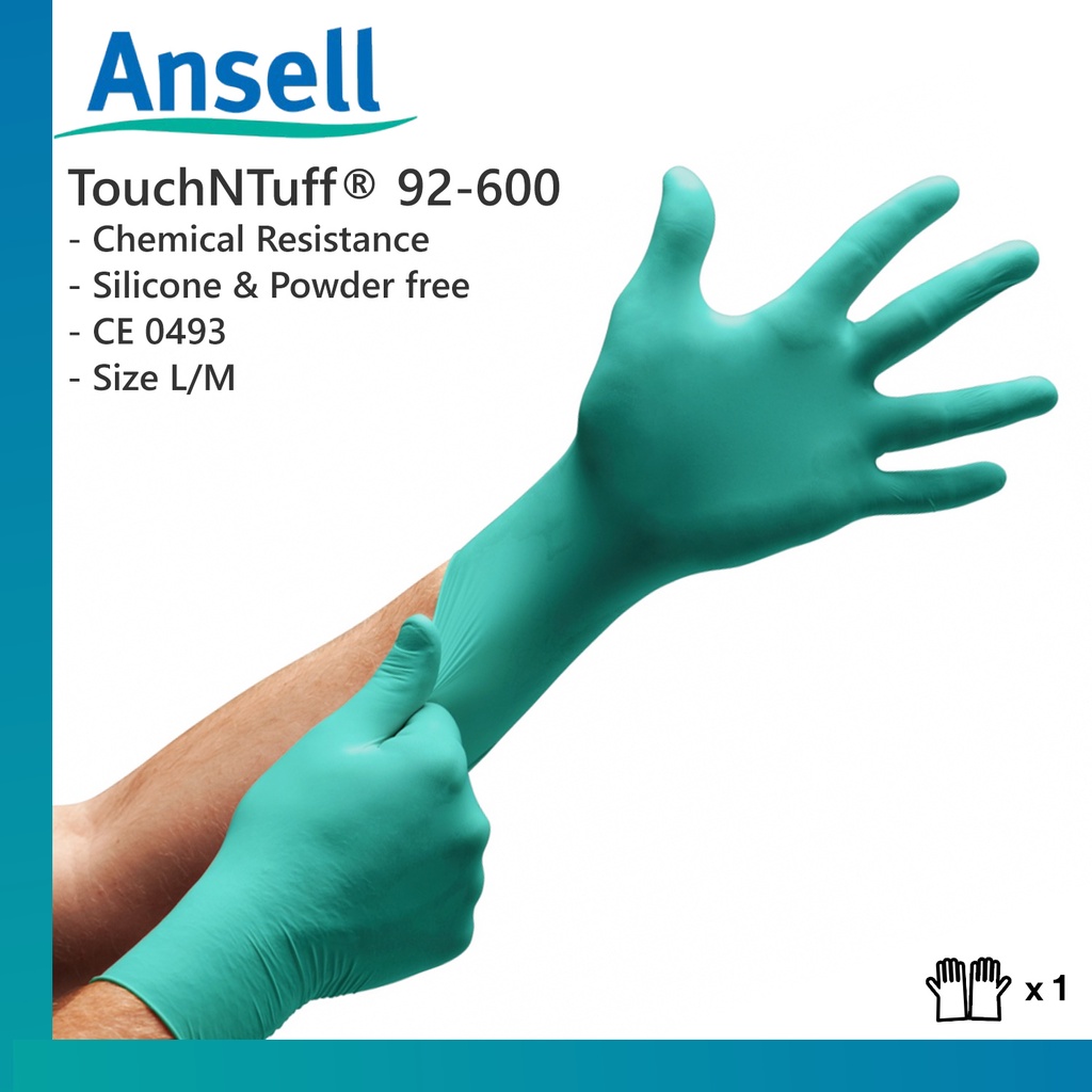 ANSELL TouchNTuff® 92-600 Disposable Nitrile Glove/ Chemical Resistant ...