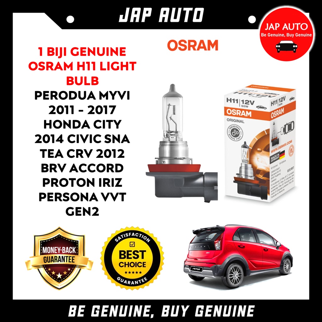 1 Biji Genuine Osram H11 12V 55W Proton Iriz Persona Gen2 Honda Perodua ...