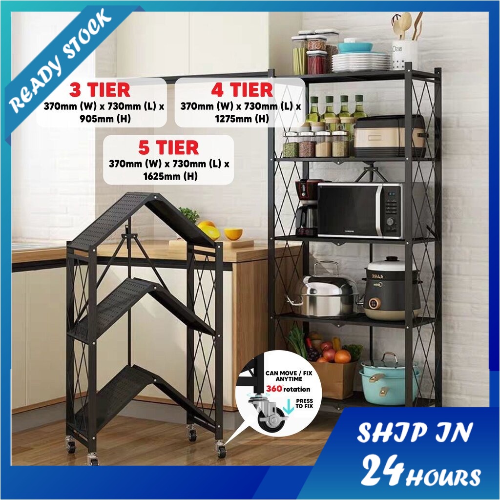 Foldable Storage Rack With Wheel Rak Dapur Rak Kabinet Dapur Rak ...