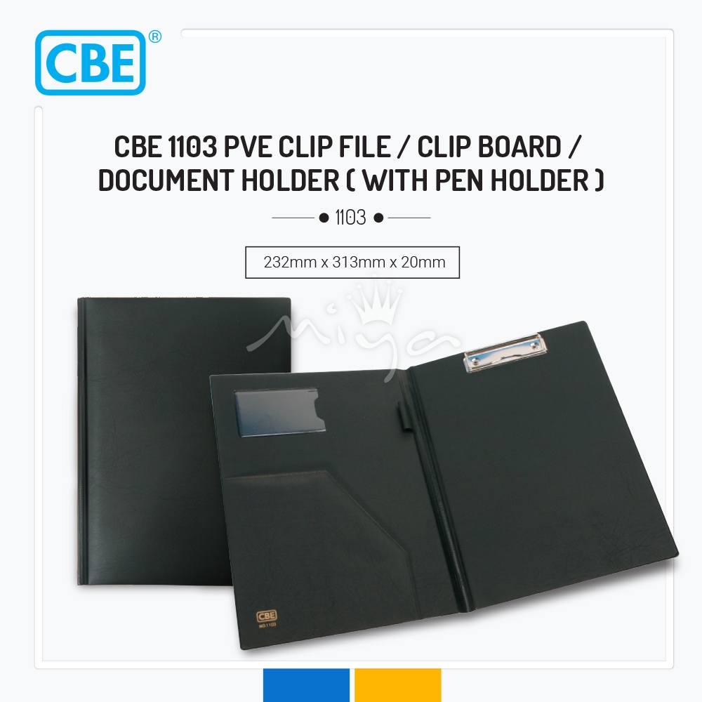CBE 1103 PVC CLIP FILE / CLIP BOARD / DOCUMENT HOLDER ( with pen holder ...