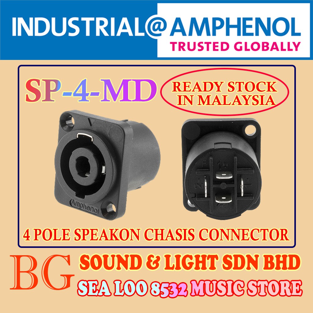 AMPHENOL SP-4-MD 4 POLE SPEAKON CHASIS CONNECTOR READY STOCK IN ...