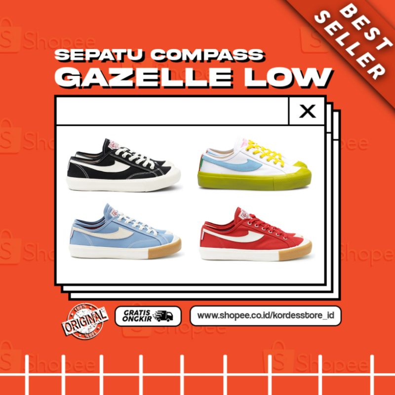 (BNIB) Gazelle Low Compass Shoes. Black / Bluesky / Redgum / Matcha 100 ...