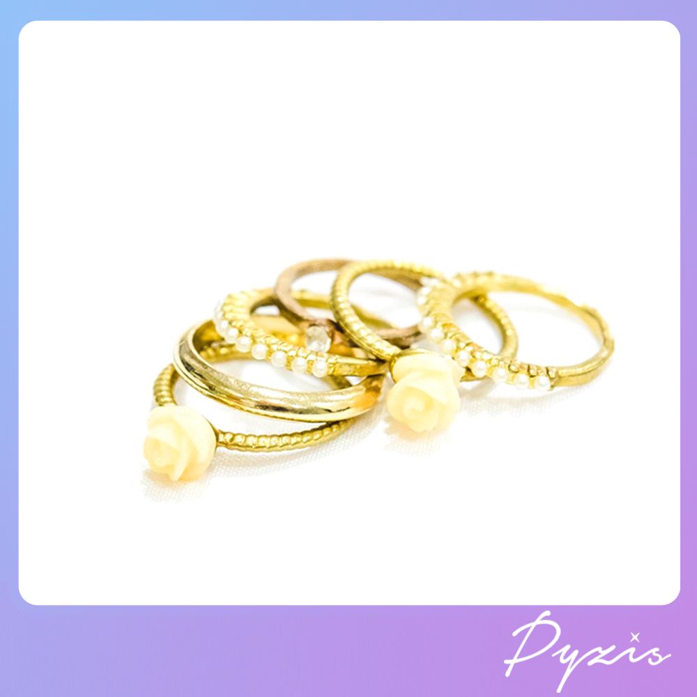 Ellivia Rose And Pearls Ring Set | Shopee Malaysia