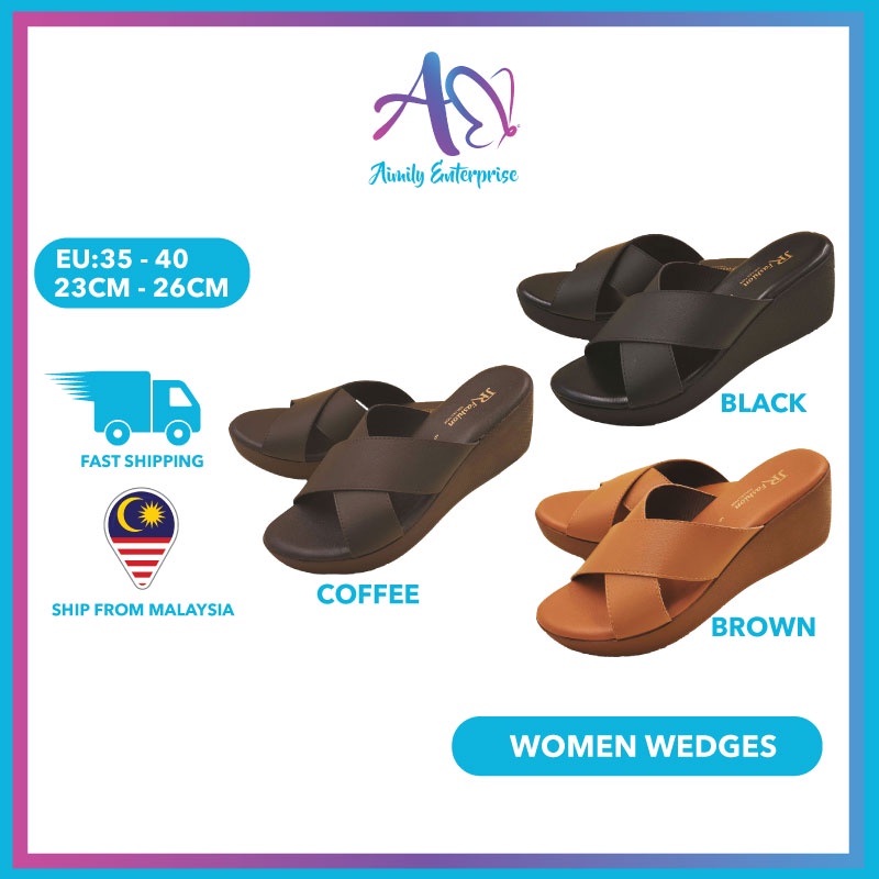AIMILY Women Cross Style Wedges Heel Women Shoes Kasut Perempuan Kasut ...