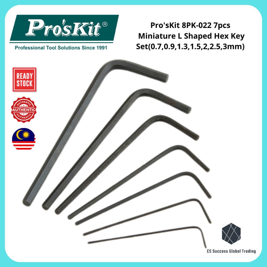🔥Hot Product🔥 Pro'sKit 8PK-022 7pcs Miniature L Shaped Hex Key Set(0.7 ...